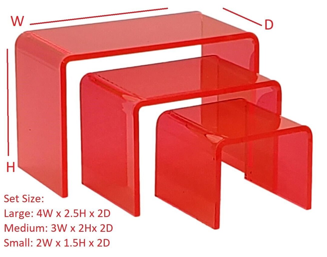 T'z Tagz New Transparent Neon Red Acrylic Riser Display Stands for ...