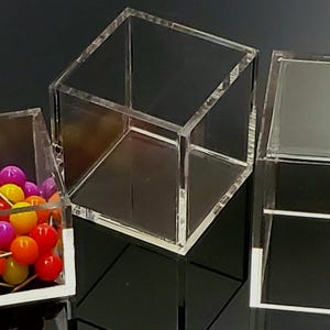 4x4x3 Clear & Colorful Acrylic Display Boxes Decorative Cube Stands ...