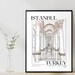 Istanbul Basilica Cistern Print | Turkey Watercolor Line Art - Etsy