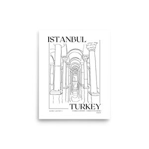 Istanbul Basilica Cistern Line Art Print | Turkey Travel Poster - Etsy