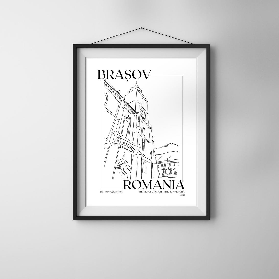 Black Church, Brasov, Romania | Minimalist Line Art Travel Poster - Etsy