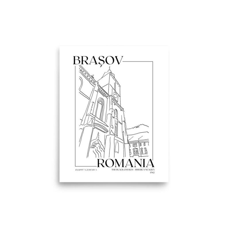 Black Church, Brasov, Romania | Minimalist Line Art Travel Poster - Etsy