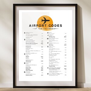 Airport Codes Caribbean Travel Poster / Modern Travel Wall Art ...