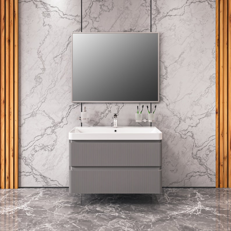 Modern Wall-mounted Bathroom Vanity With Washbasin Luxury - Etsy