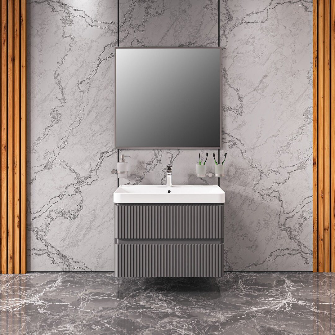 Modern Wall-mounted Bathroom Vanity With Washbasin Luxury - Etsy