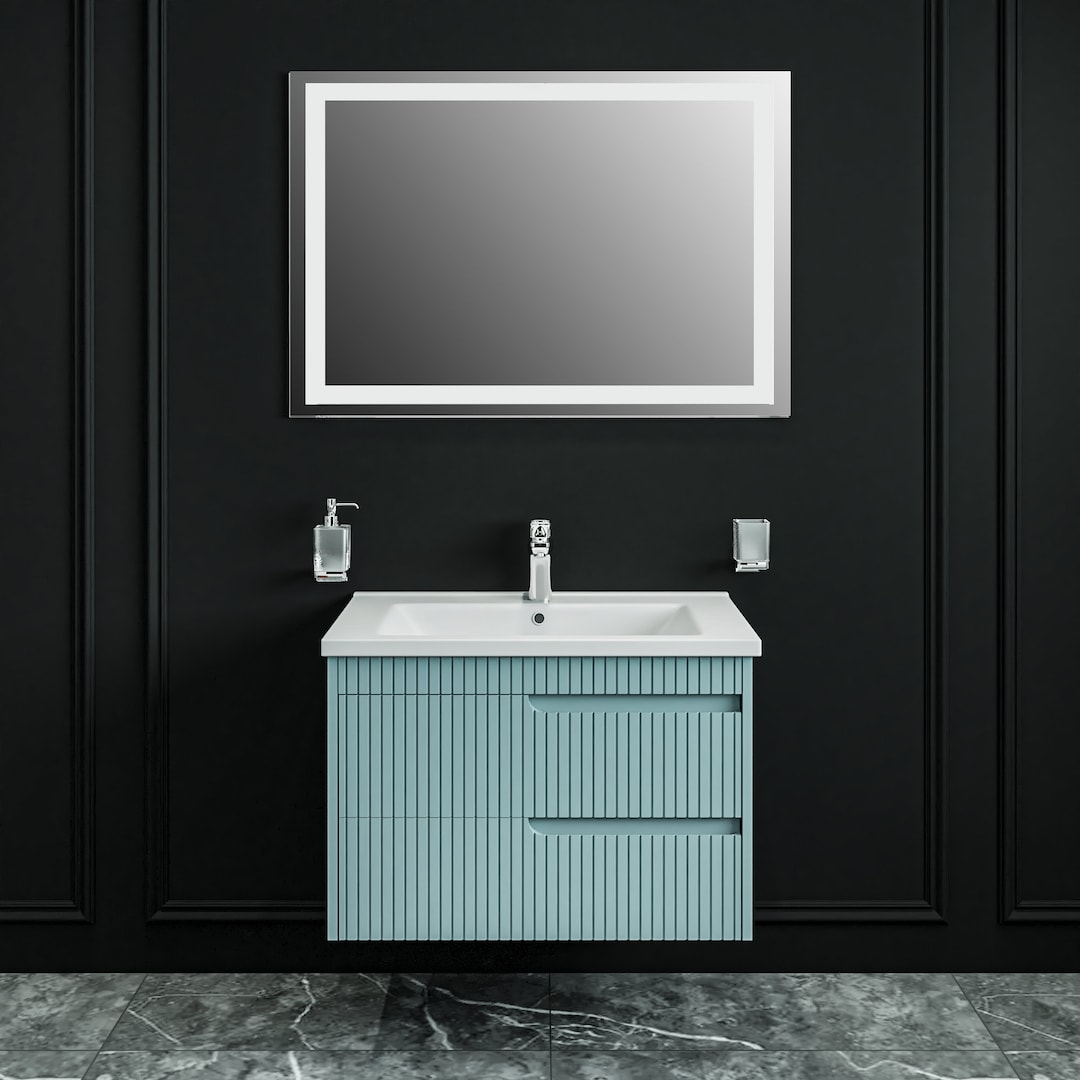 Modern Wall-mount Bathroom Vanity With Washbasin | Judi Light Green ...