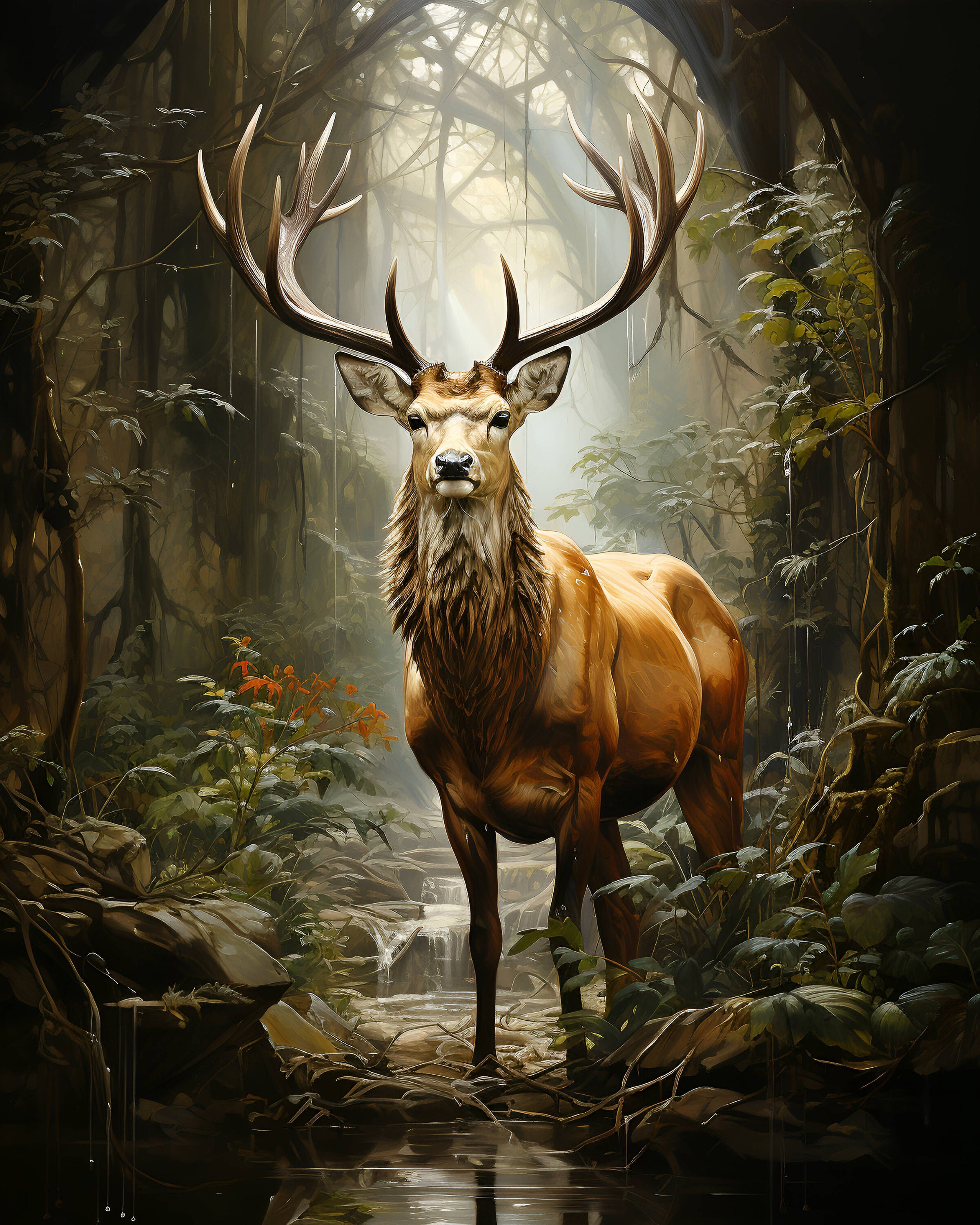 Stag Standing in Stream - Etsy