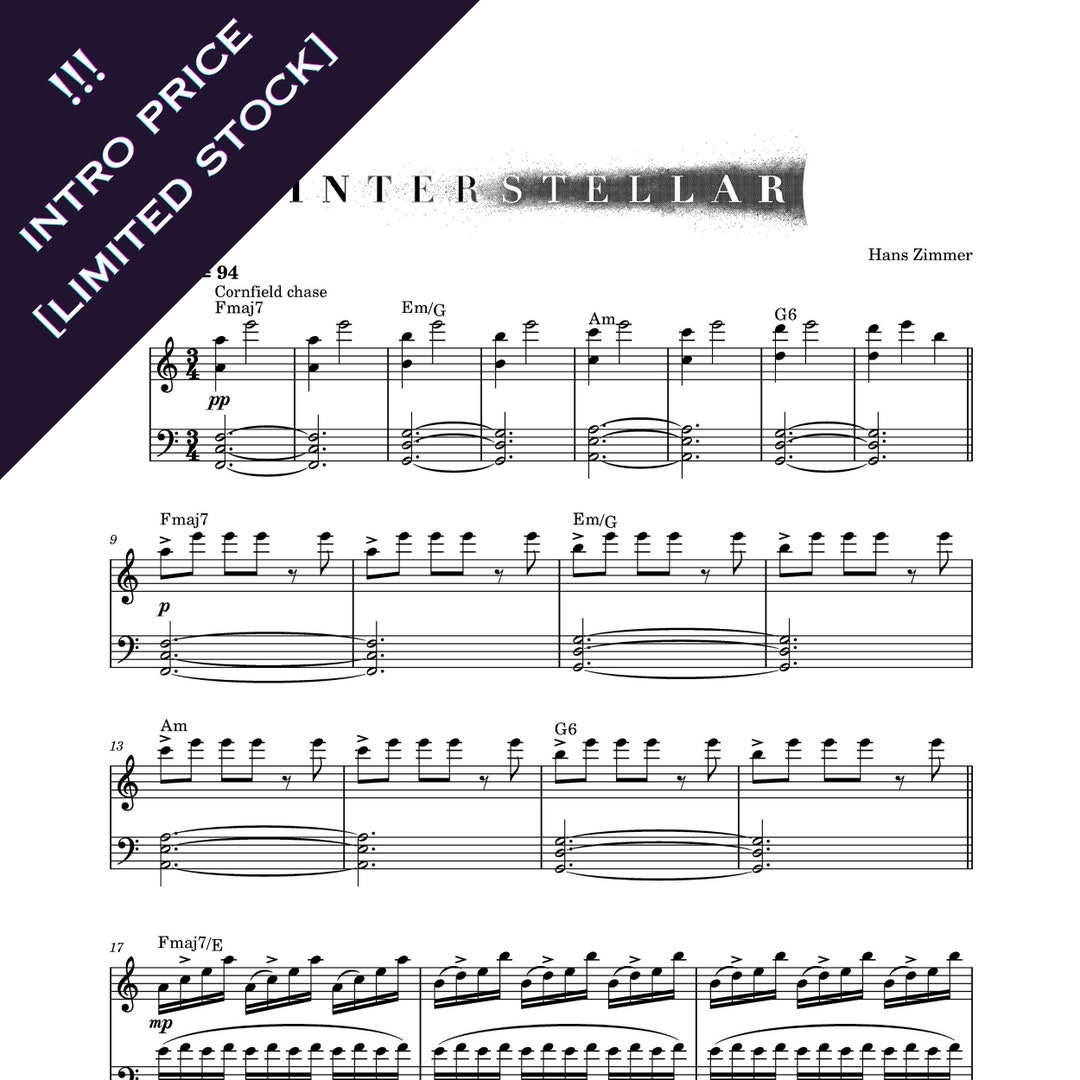Interstellar - Hans Zimmer Piano Sheet Music Download Printable PDF 4 ...