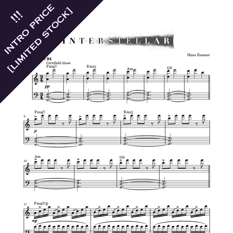 Interstellar - Hans Zimmer Piano Sheet Music Download Printable PDF 4 ...