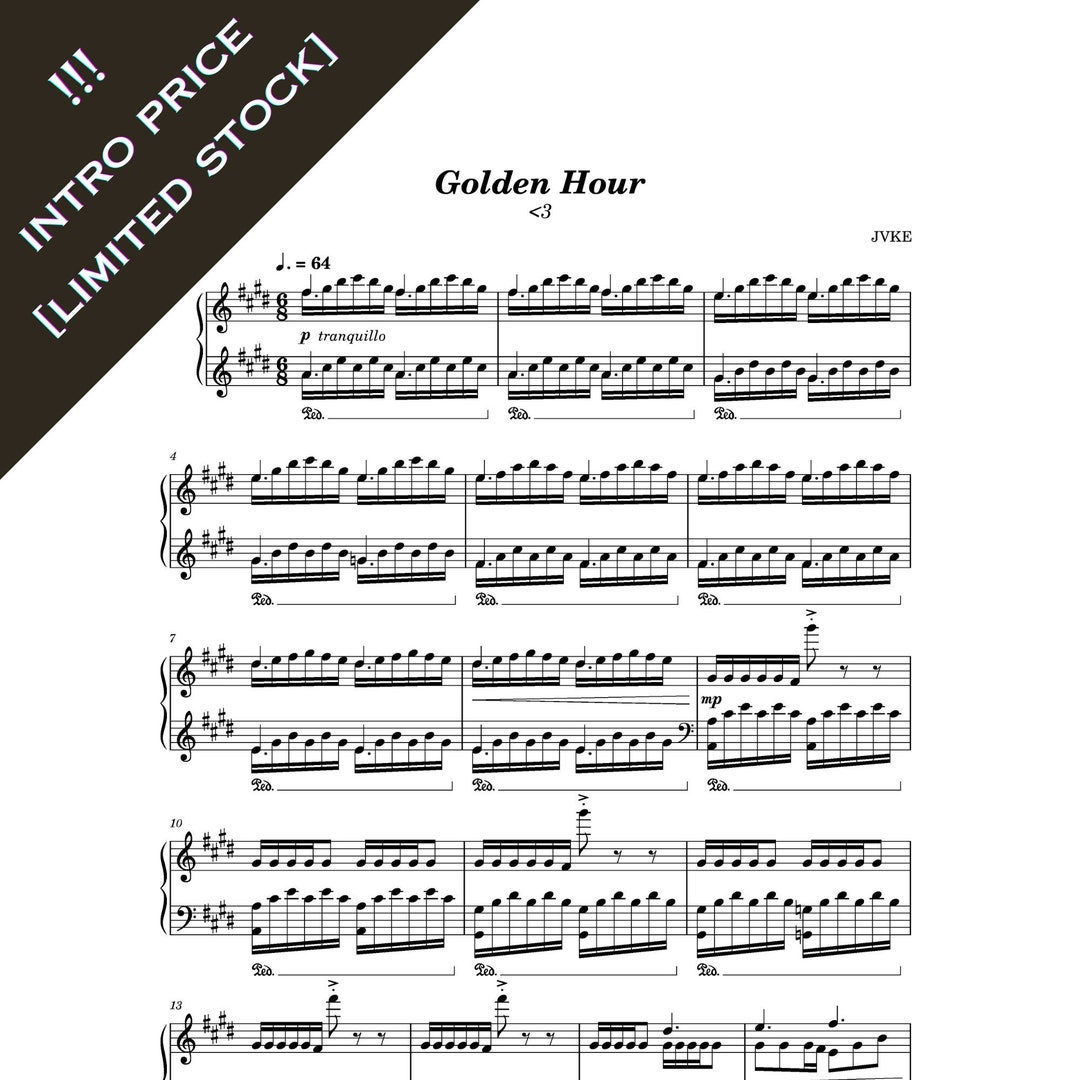 Golden Hour - JVKE Piano Sheet Music Download Printable PDF 5 Pages - Etsy