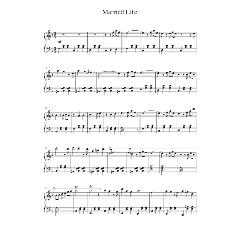 Married Life - From UP Piano Sheet Music Download Printable PDF 3 Pages ...