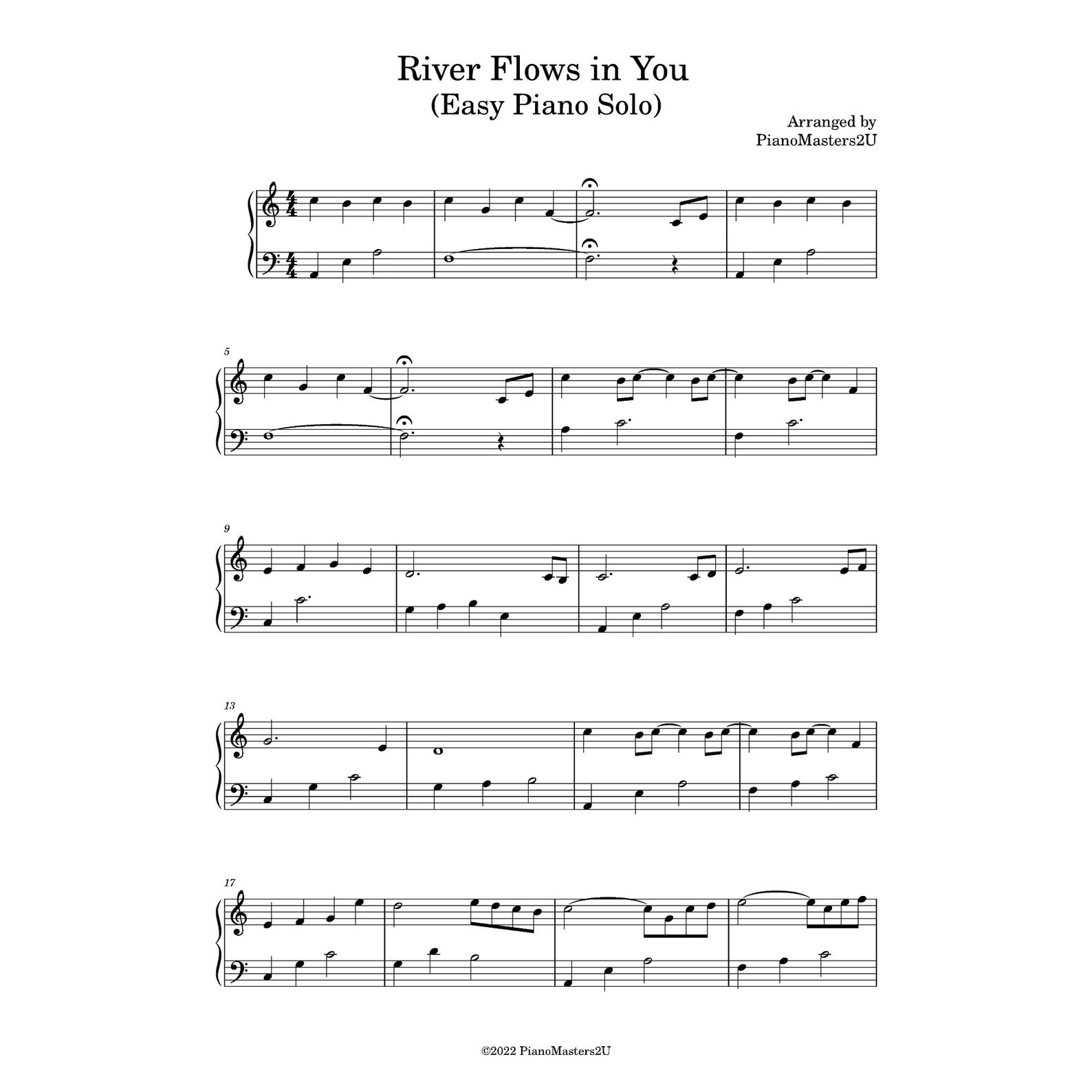 EASY River Flows in You Yurima Original Piano Solo Arrangement Sheet ...