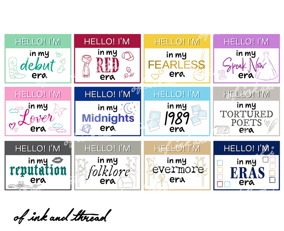 TS Eras Party Decor Name Tags Set of 12 - Etsy