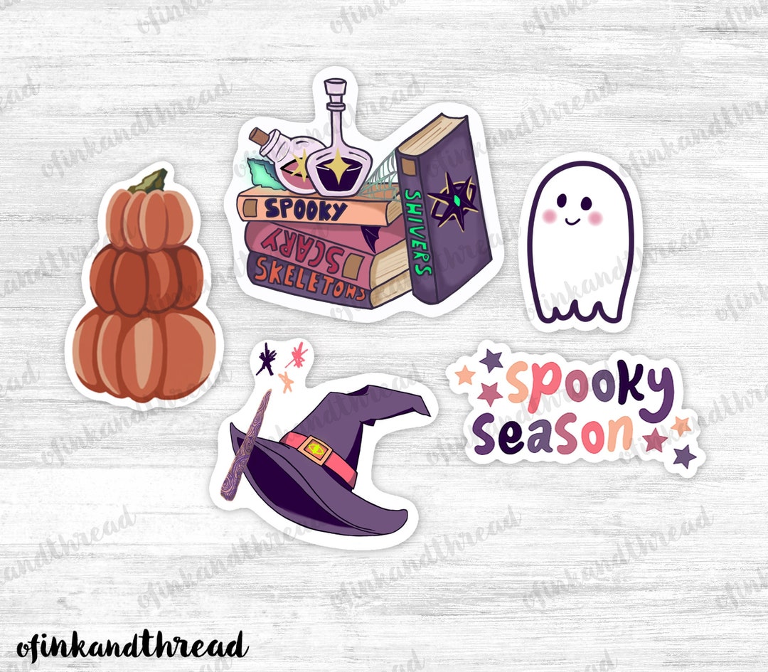Halloween Stickers 5 Pack Cozy/fall/halloween-themed Stickers Glossy ...