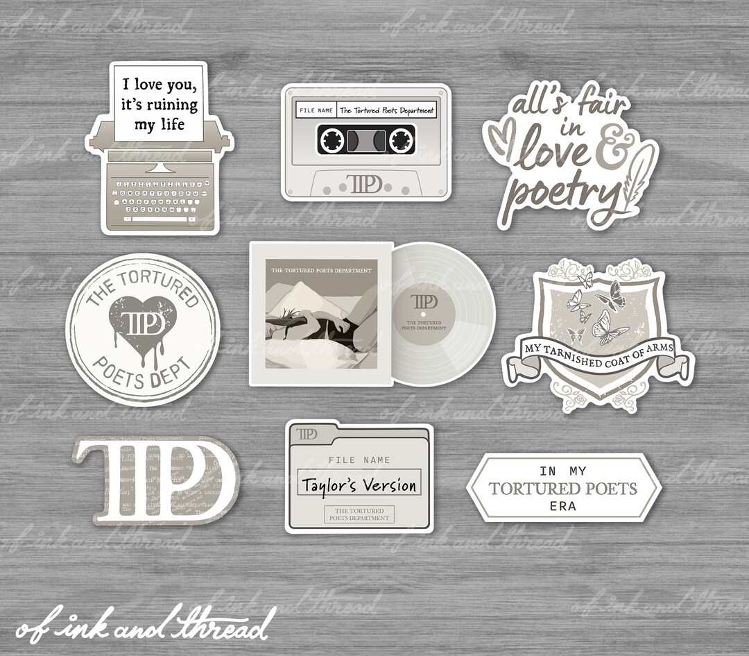 TTPD Sticker Collection 1 White Edition the Tortured Poets Department ...