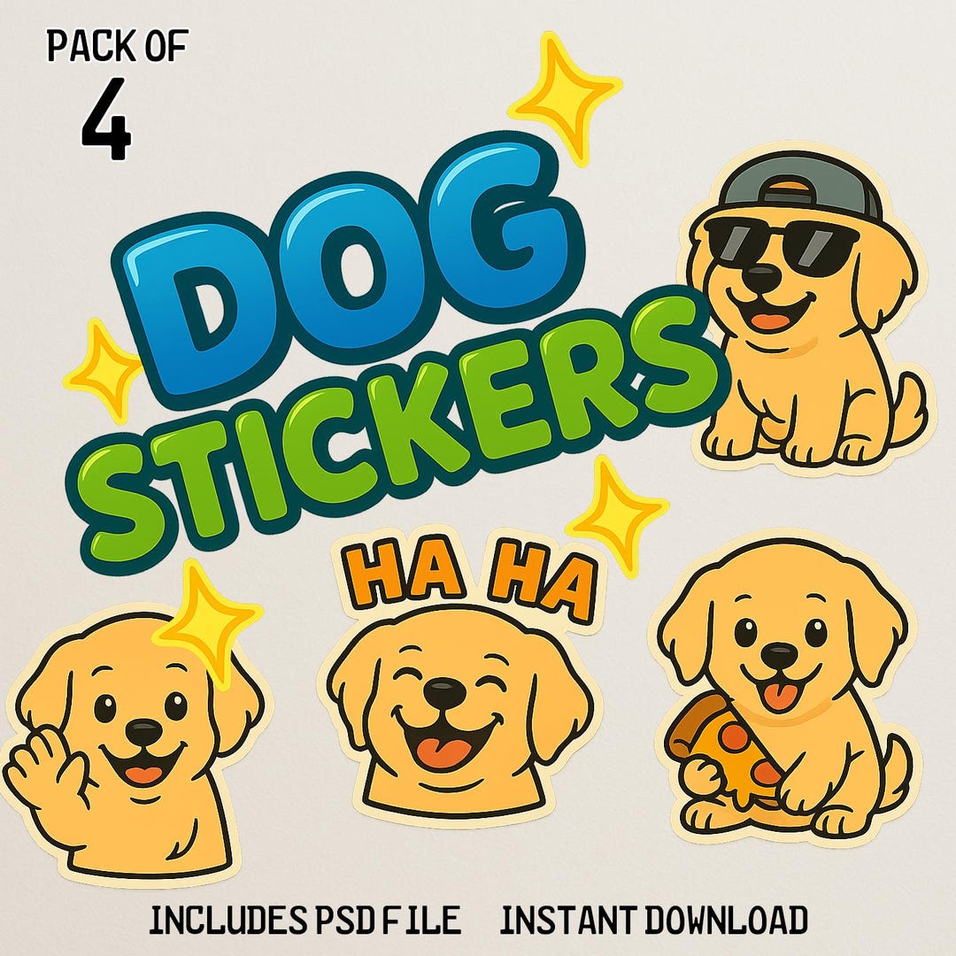 Printable Dog Stickers PSD | Cute Dog Sticker Sheet | Digital Download ...