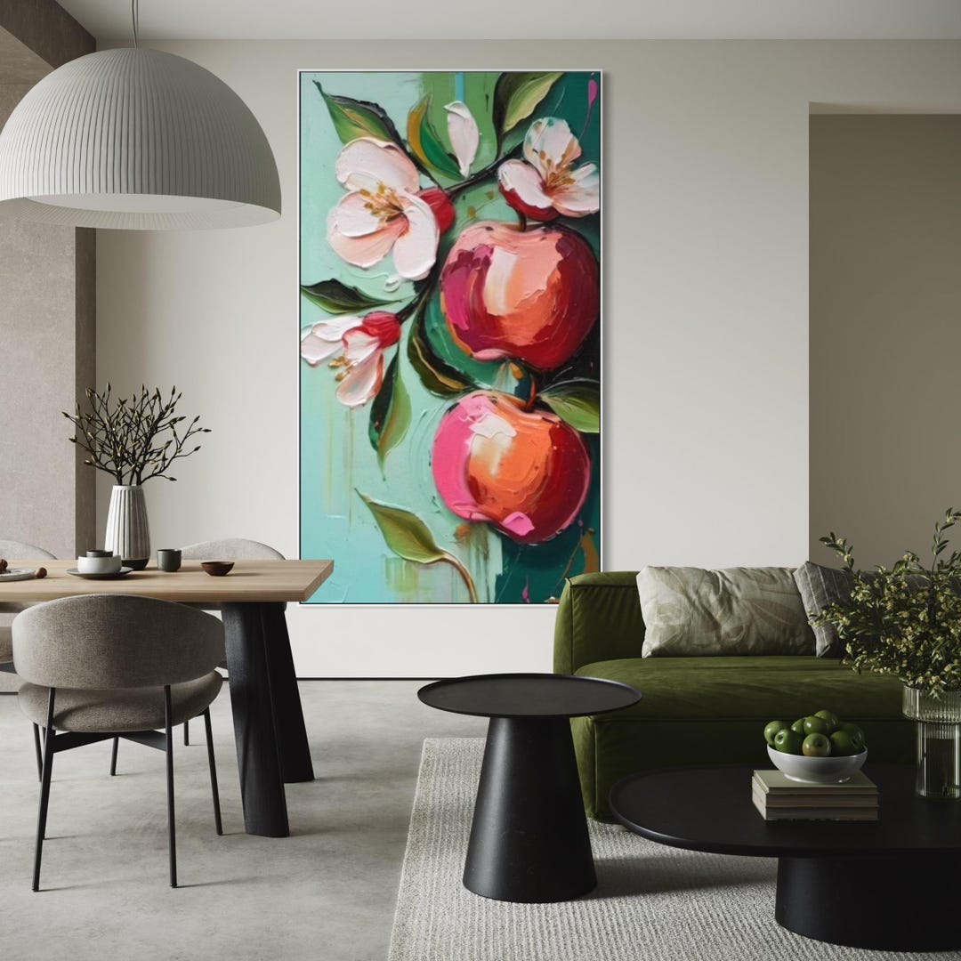 H Fresh Apple Blossom Impasto Art, Textured Canvas Wall Decor, Gift for ...