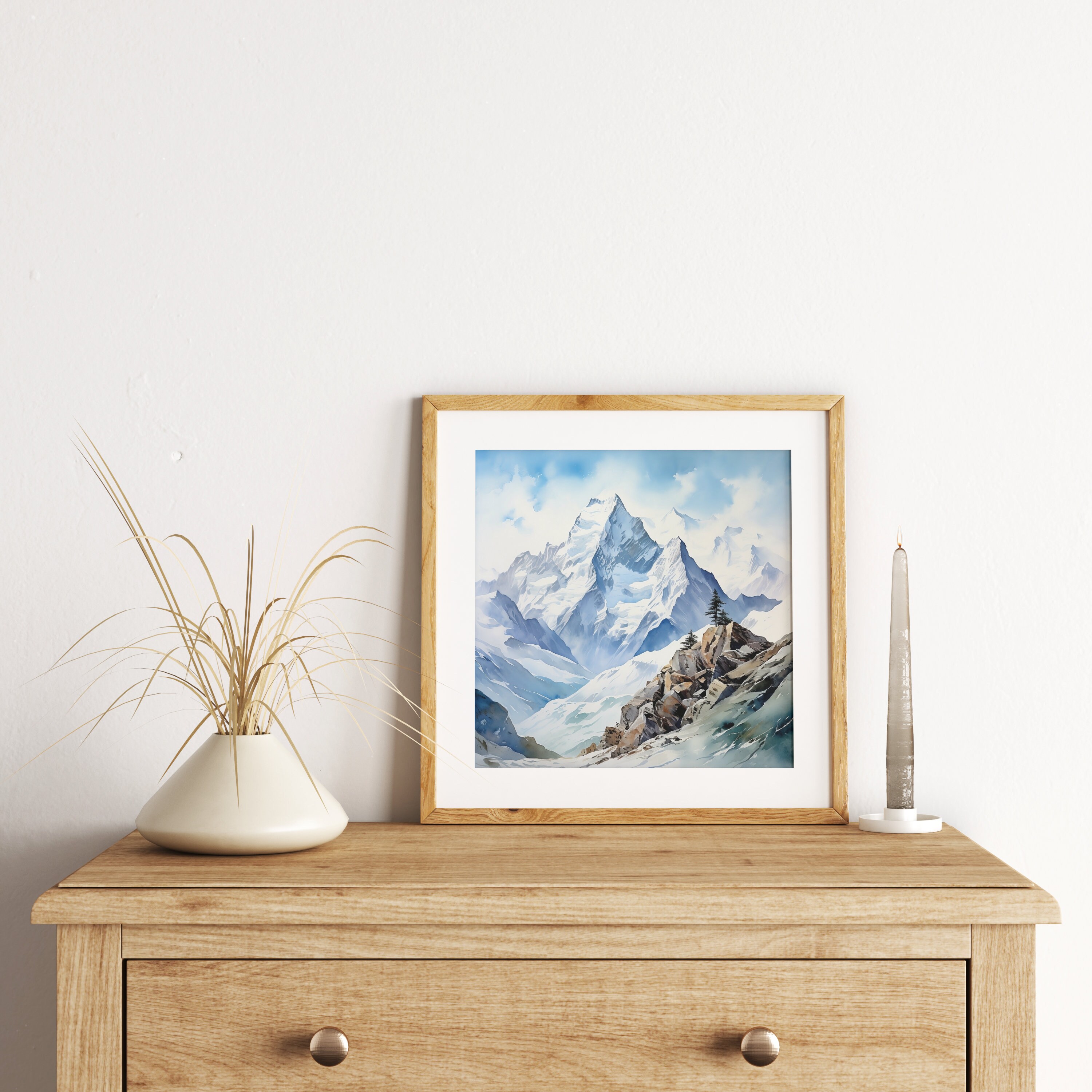 K2 Himalaya Watercolor Painting, Pakistani Art, Indian Art, Desi Art ...