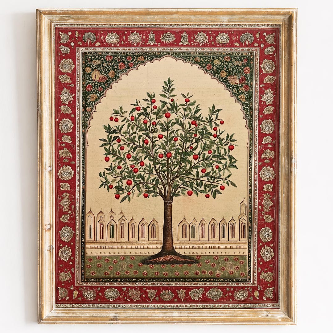 Vintage Persian Pomegranate Tree Printable Wall Art - Middle Eastern ...