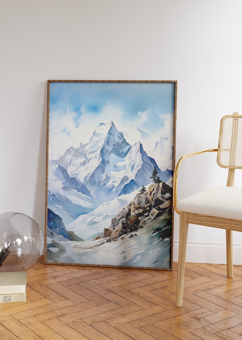 K2 Himalaya Watercolor Painting, Pakistani Art, Indian Art, Desi Art ...