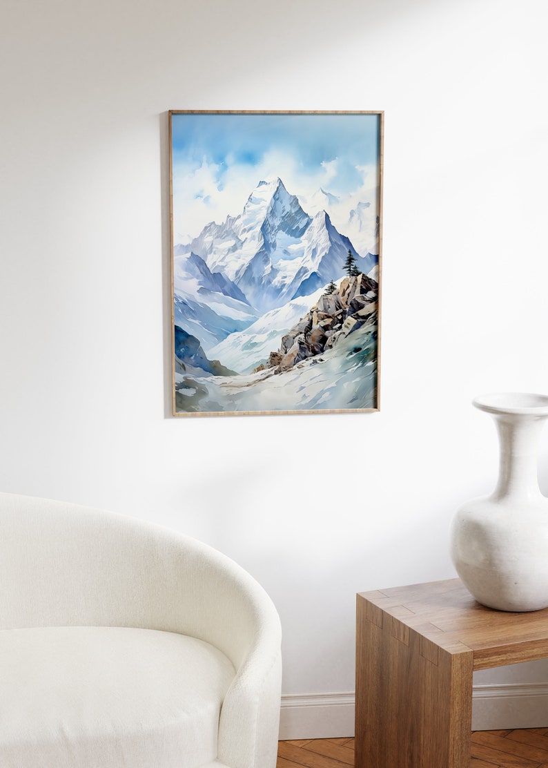 K2 Himalaya Watercolor Painting, Pakistani Art, Indian Art, Desi Art ...