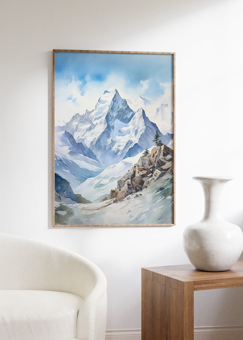 K2 Himalaya Watercolor Painting, Pakistani Art, Indian Art, Desi Art ...