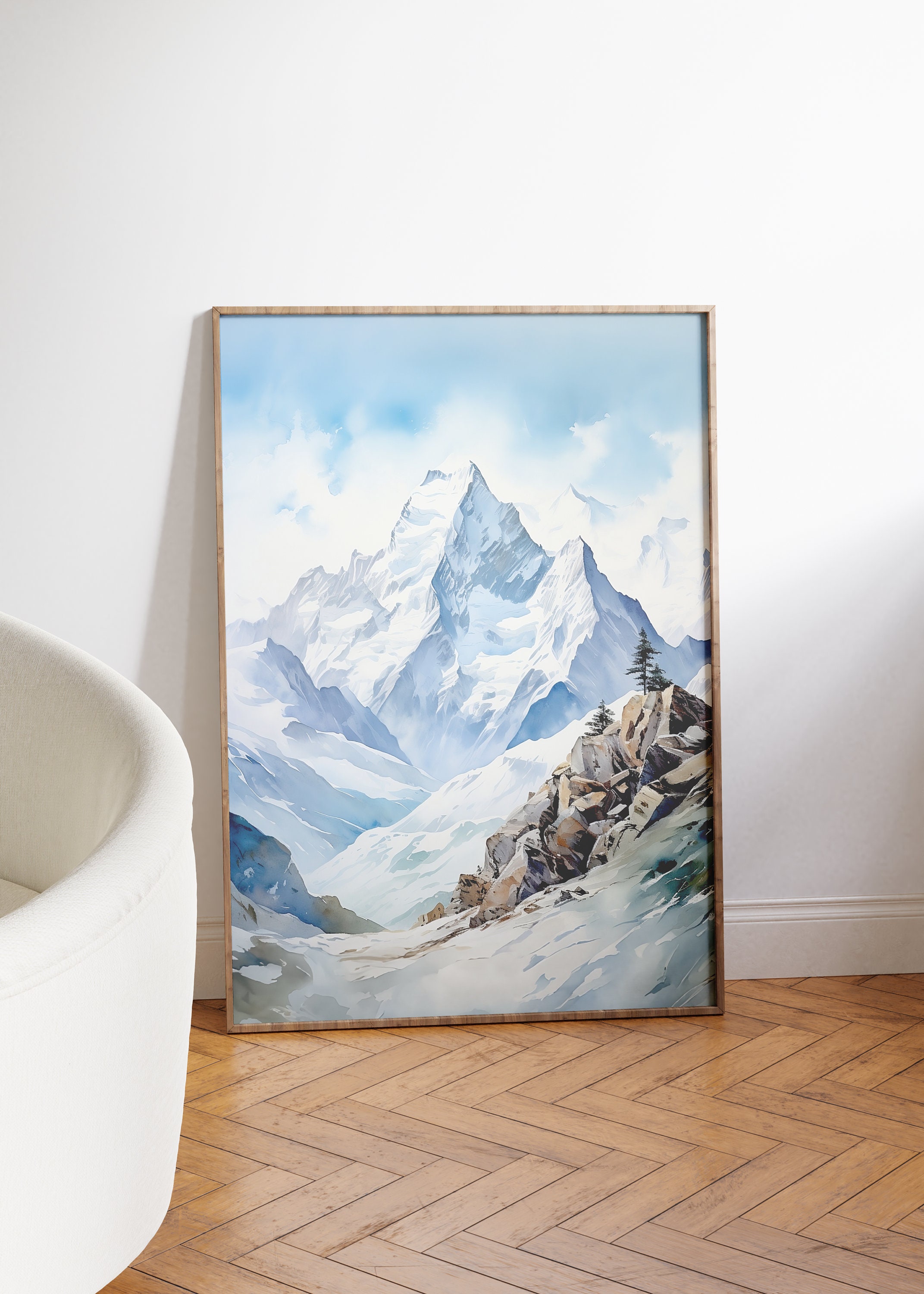 K2 Himalaya Watercolor Painting, Pakistani Art, Indian Art, Desi Art ...
