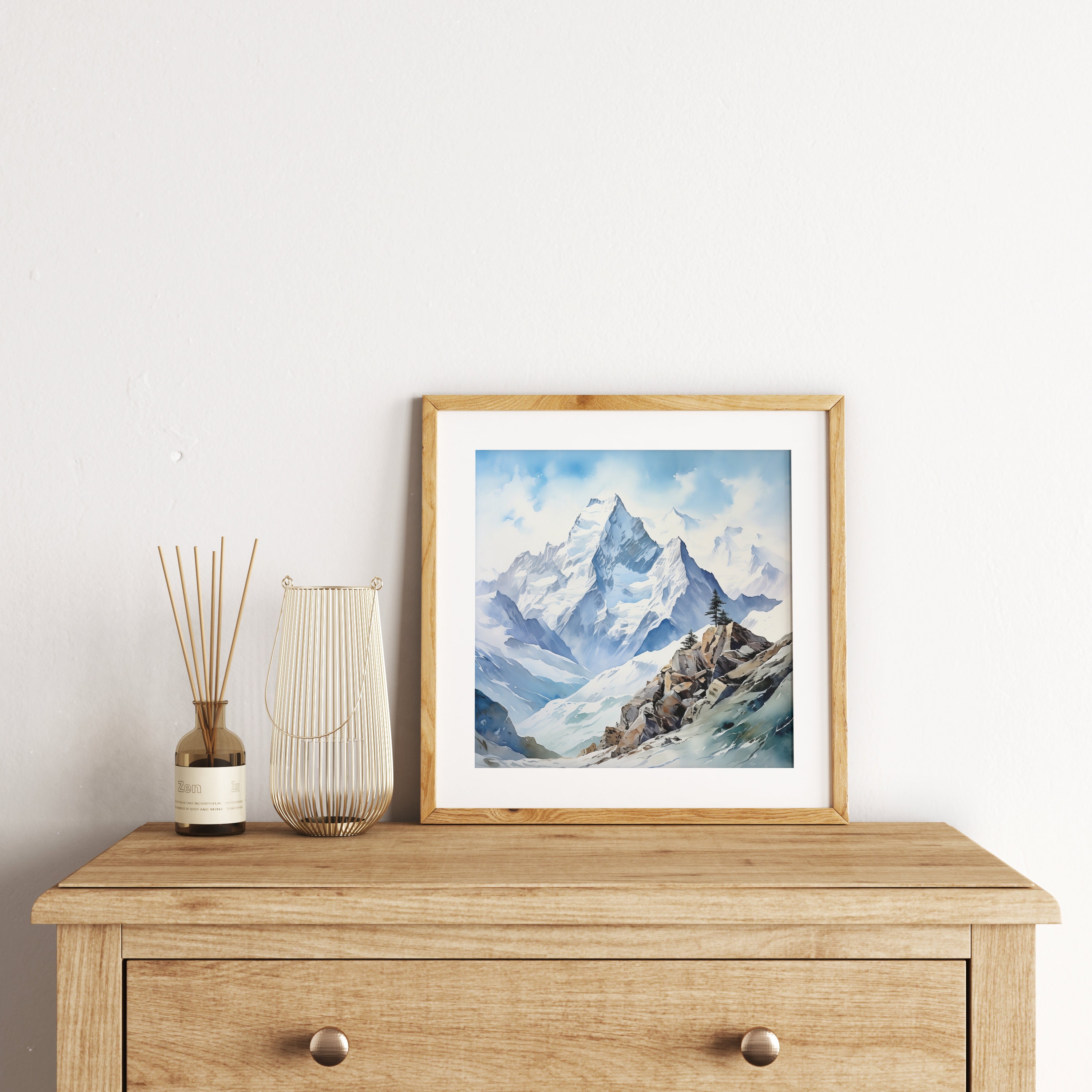 K2 Himalaya Watercolor Painting, Pakistani Art, Indian Art, Desi Art ...