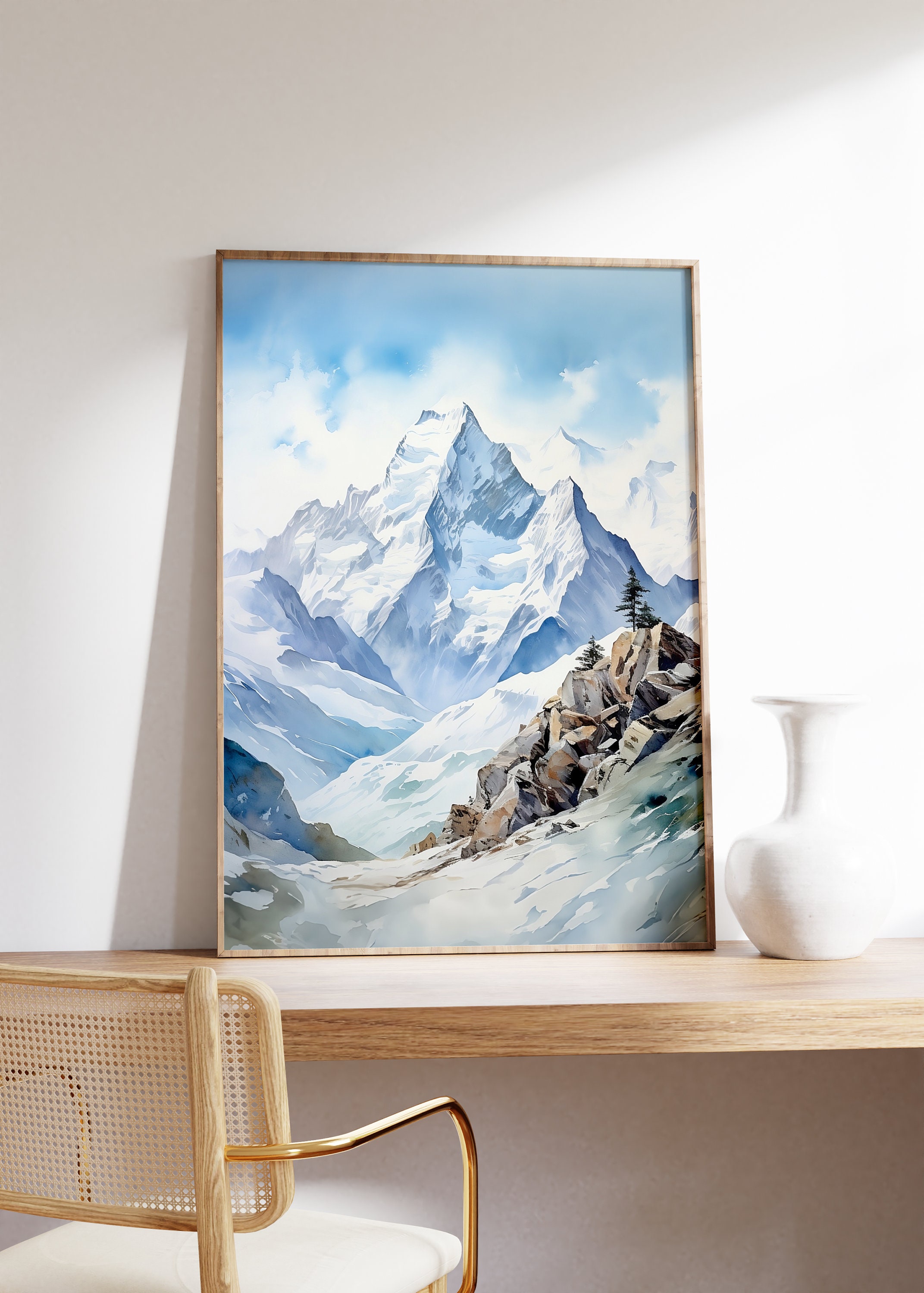 K2 Himalaya Watercolor Painting, Pakistani Art, Indian Art, Desi Art ...