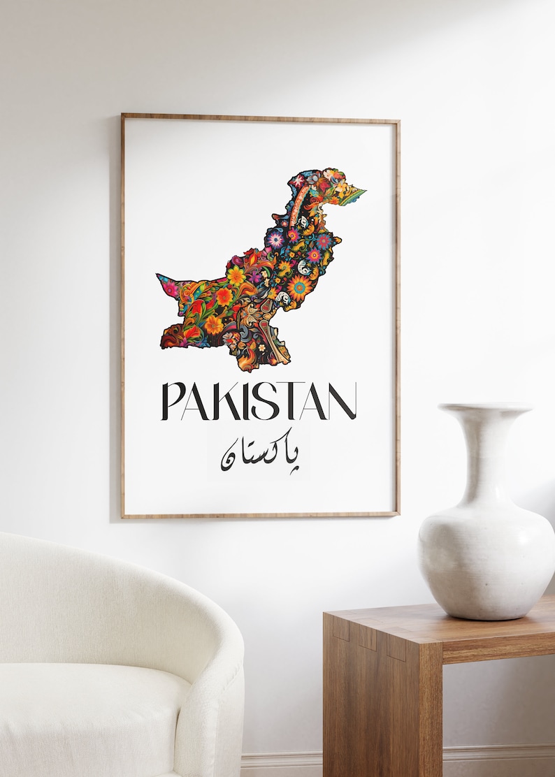 Pakistani Map With Truck Art Pattern, Desi Art, Wall Printable - Etsy