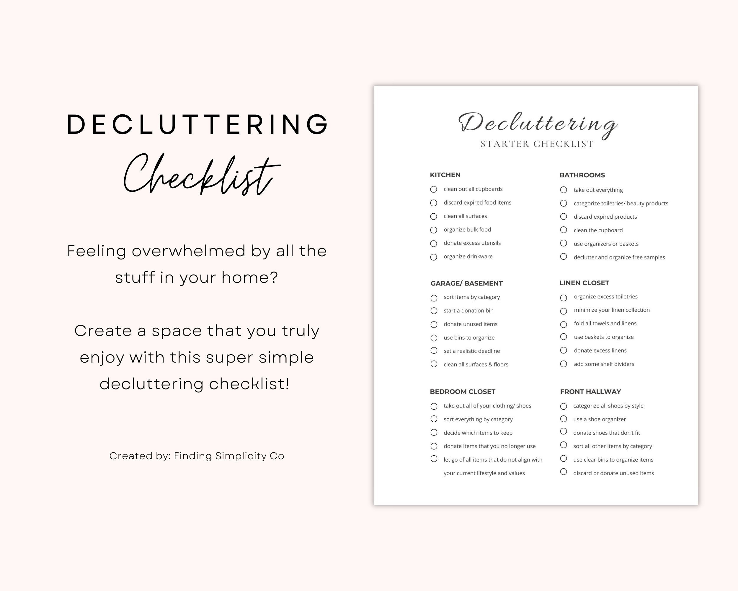 Printable Decluttering Checklist - Etsy