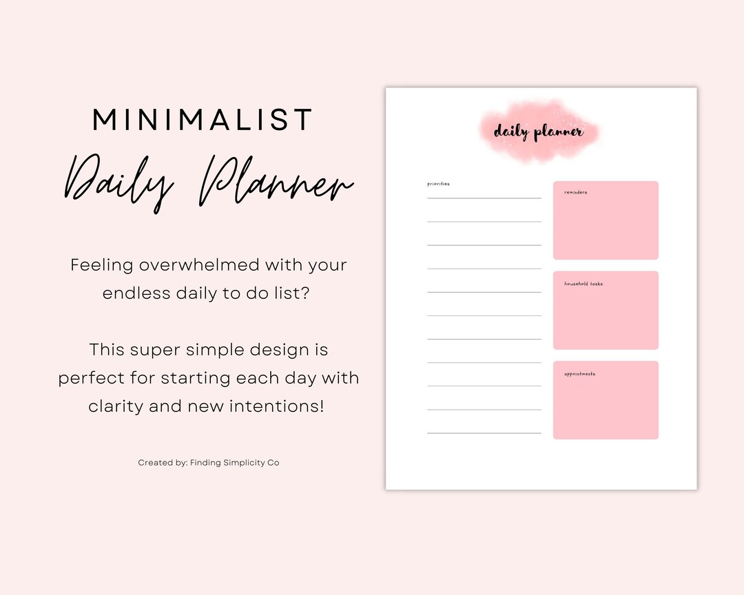 Minimalist Daily Planner Printable - Etsy