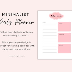 Minimalist Daily Planner Printable - Etsy