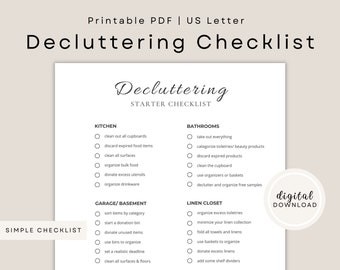 Printable Decluttering Checklist PDF, PLR Decluttering Guide, Editable Decluttering Canva ...