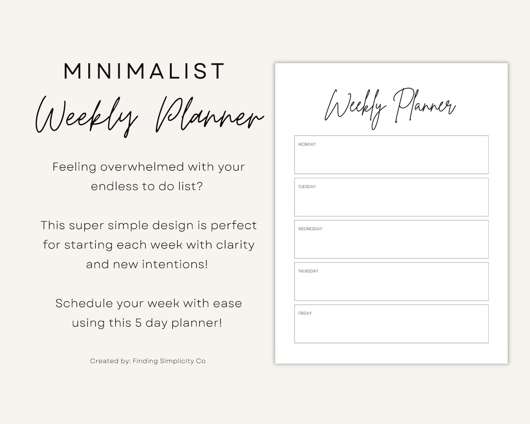 Minimalist Printable Weekly Planner PDF - Etsy