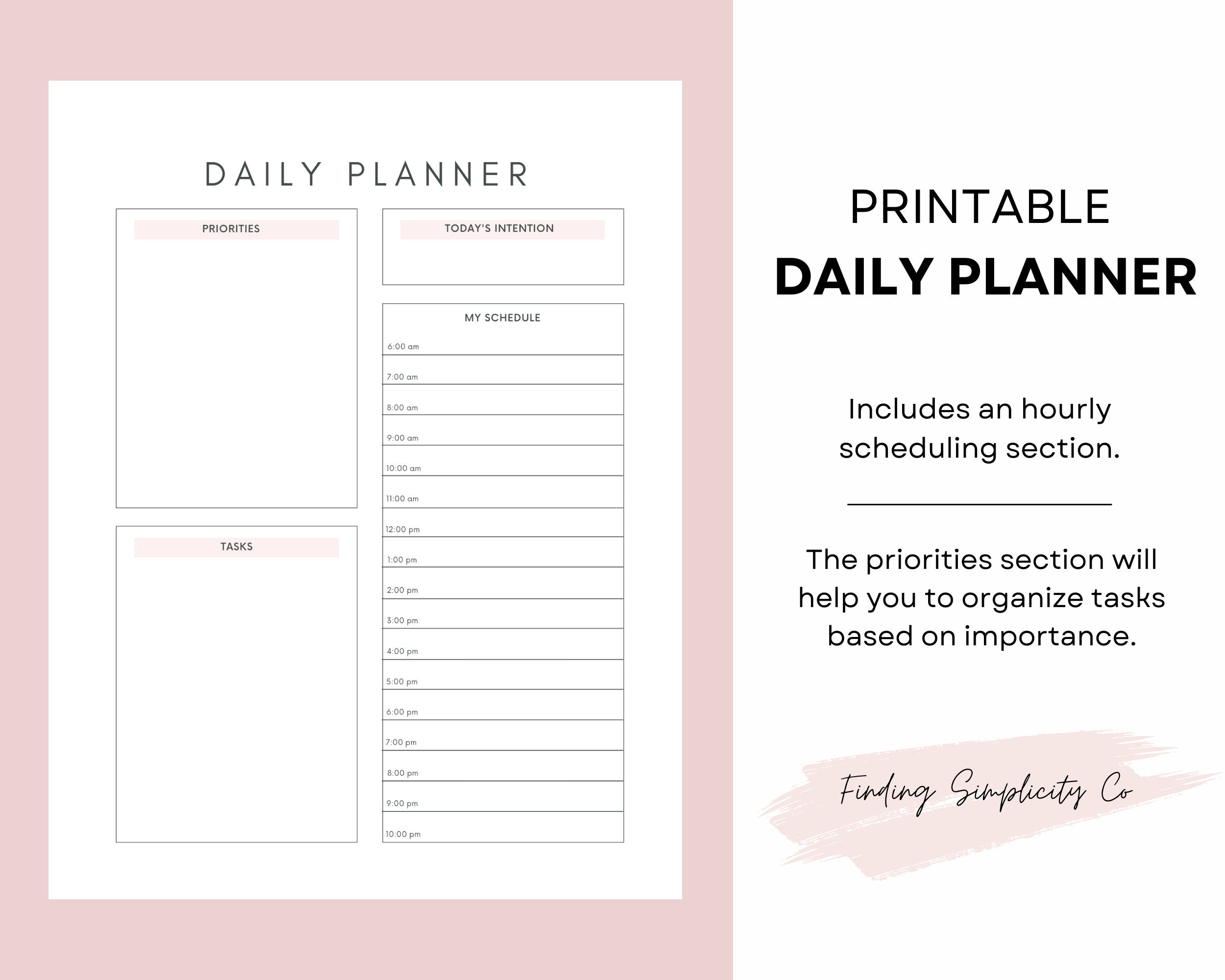 Digital Planner Daily Planner Printable Planner Minimalist - Etsy