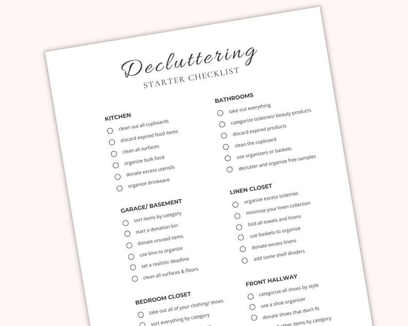 Printable Decluttering Checklist - Etsy