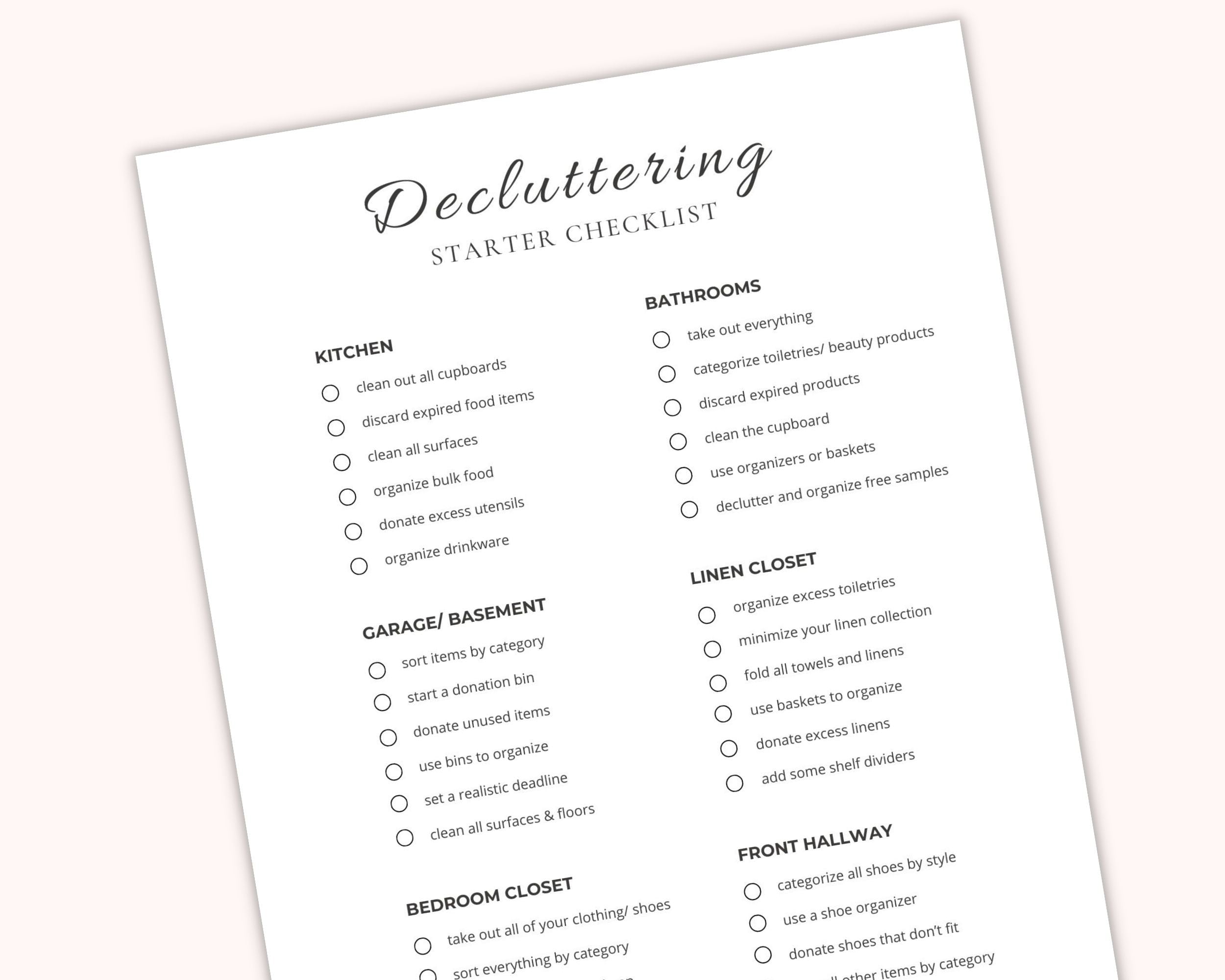 Printable Decluttering Checklist - Etsy