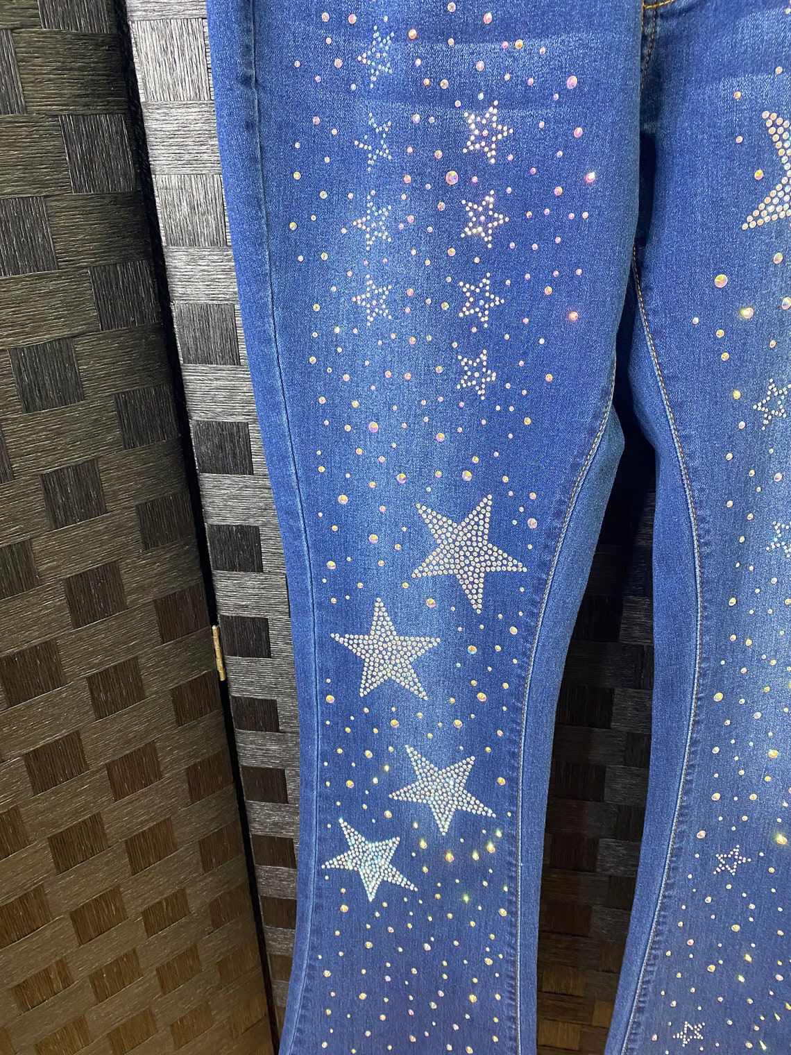 Star Studded 3 Bling Jeans Size Large 8/10. Medium Wash - Etsy