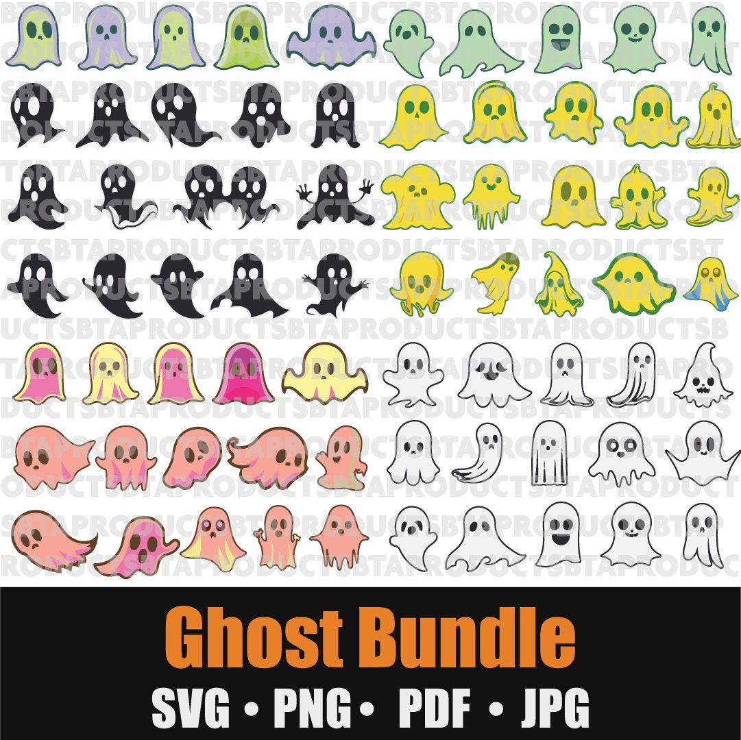 Spooky Ghost SVG Bundle Halloween Ghost PNG Bundle Ghost PDF - Etsy