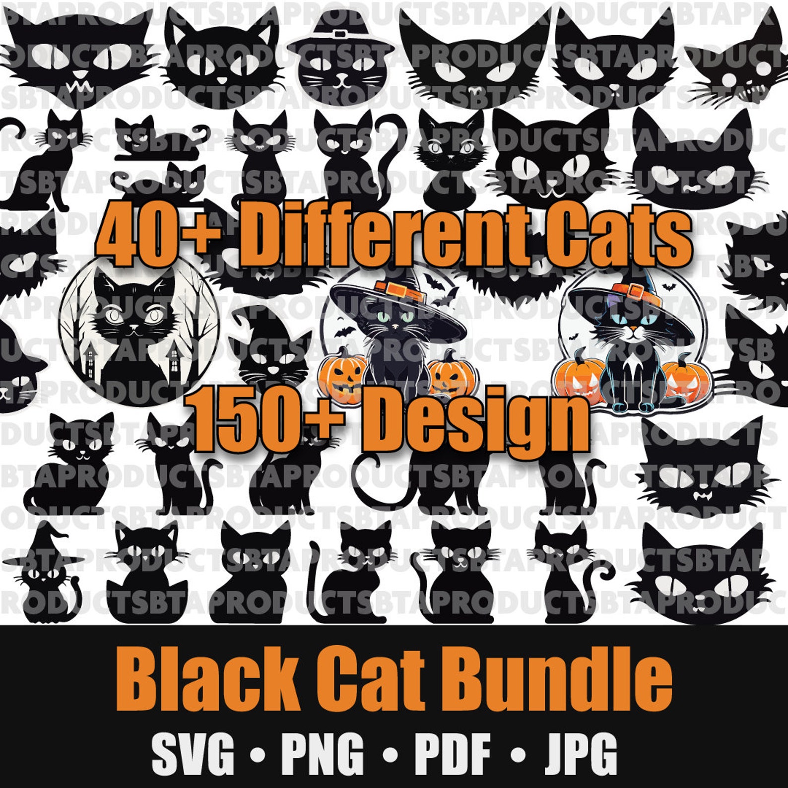 Black Cat SVG Bundle, Black Cat PNG Bundle, Cat Face PDF Bundle / Cat ...