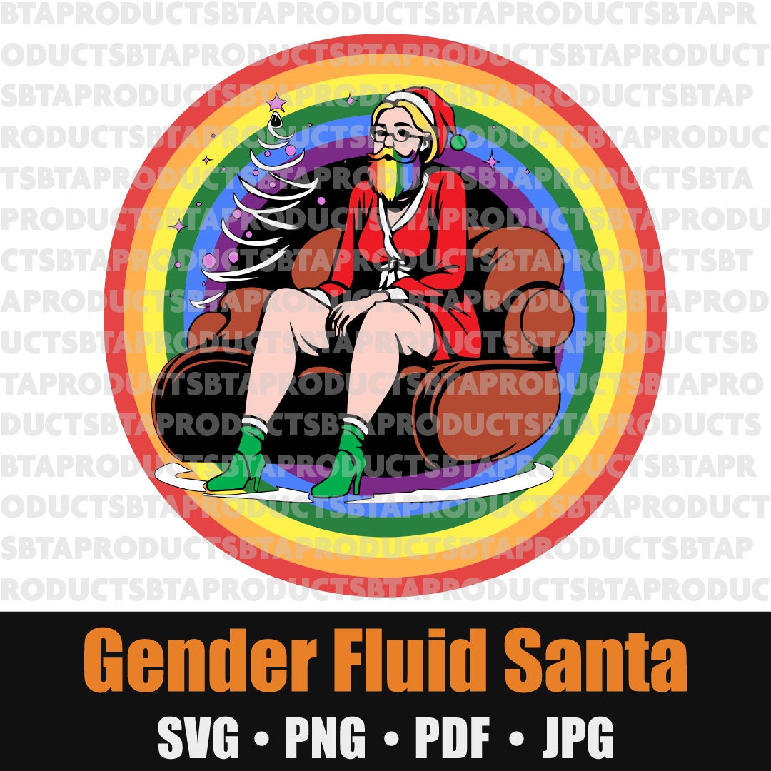 LGBTQ+ Santa Svg / Gender Fluid Santa Claus / Pride Santa / Christmass ...