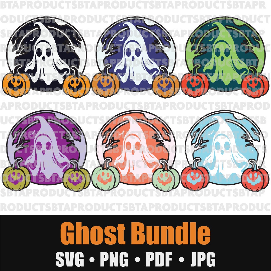 Spooky Ghost SVG Bundle, Halloween Ghost PNG Bundle, Ghost PDF Bundle ...