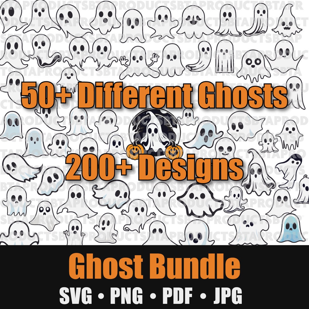 Spooky Ghost SVG Bundle, Halloween Ghost PNG Bundle, Ghost PDF Bundle ...