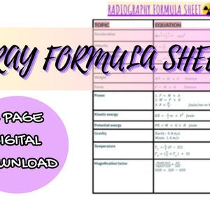 X-ray Formula Sheet | Radiography Formulas | Rad Tech Formula Sheet| RT ...