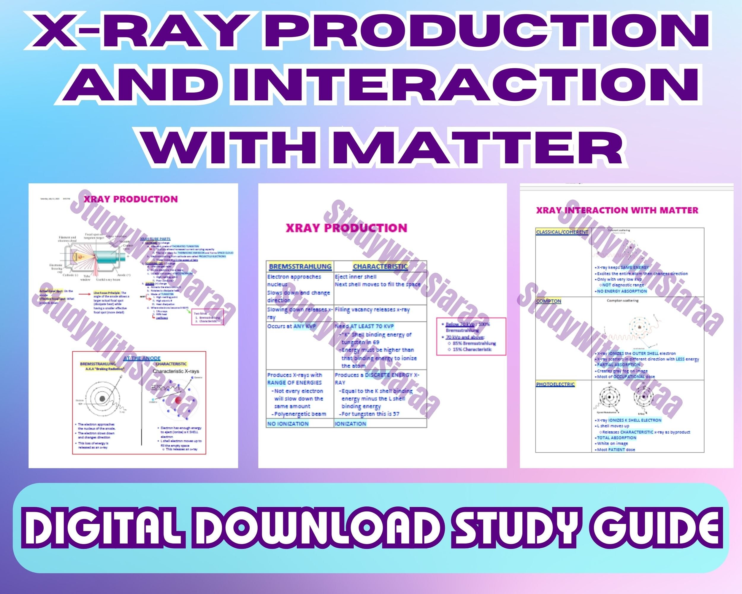 X-ray Production and Interaction With Matter Study Guide, Digital ...
