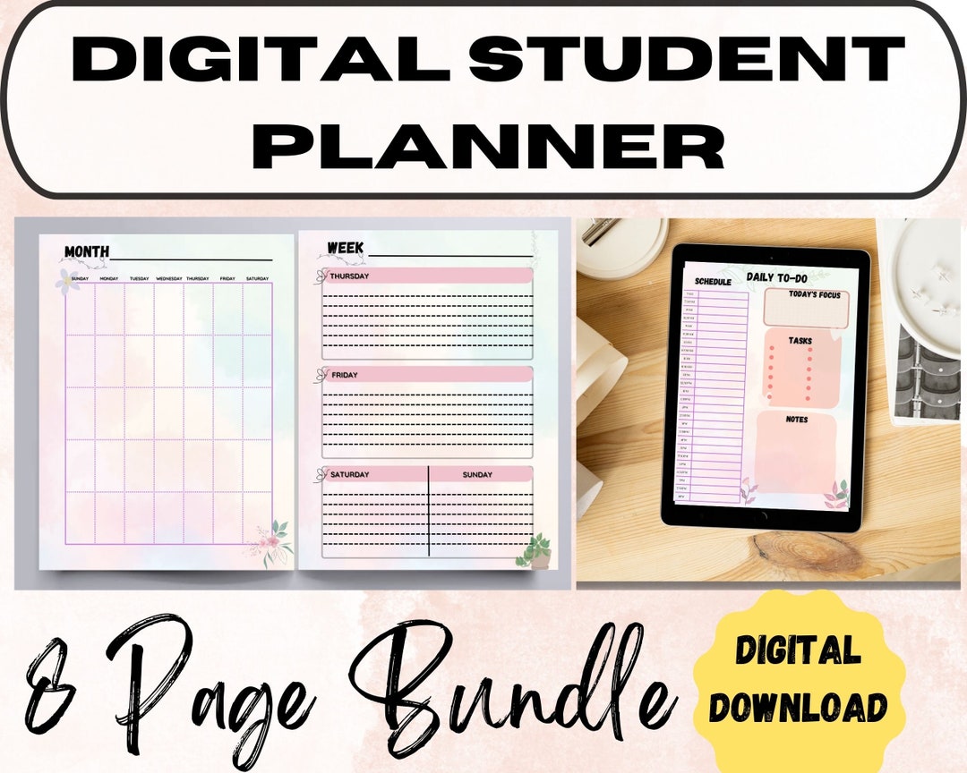 Student Planner Undated Digital Download, Student Class Schedule ...