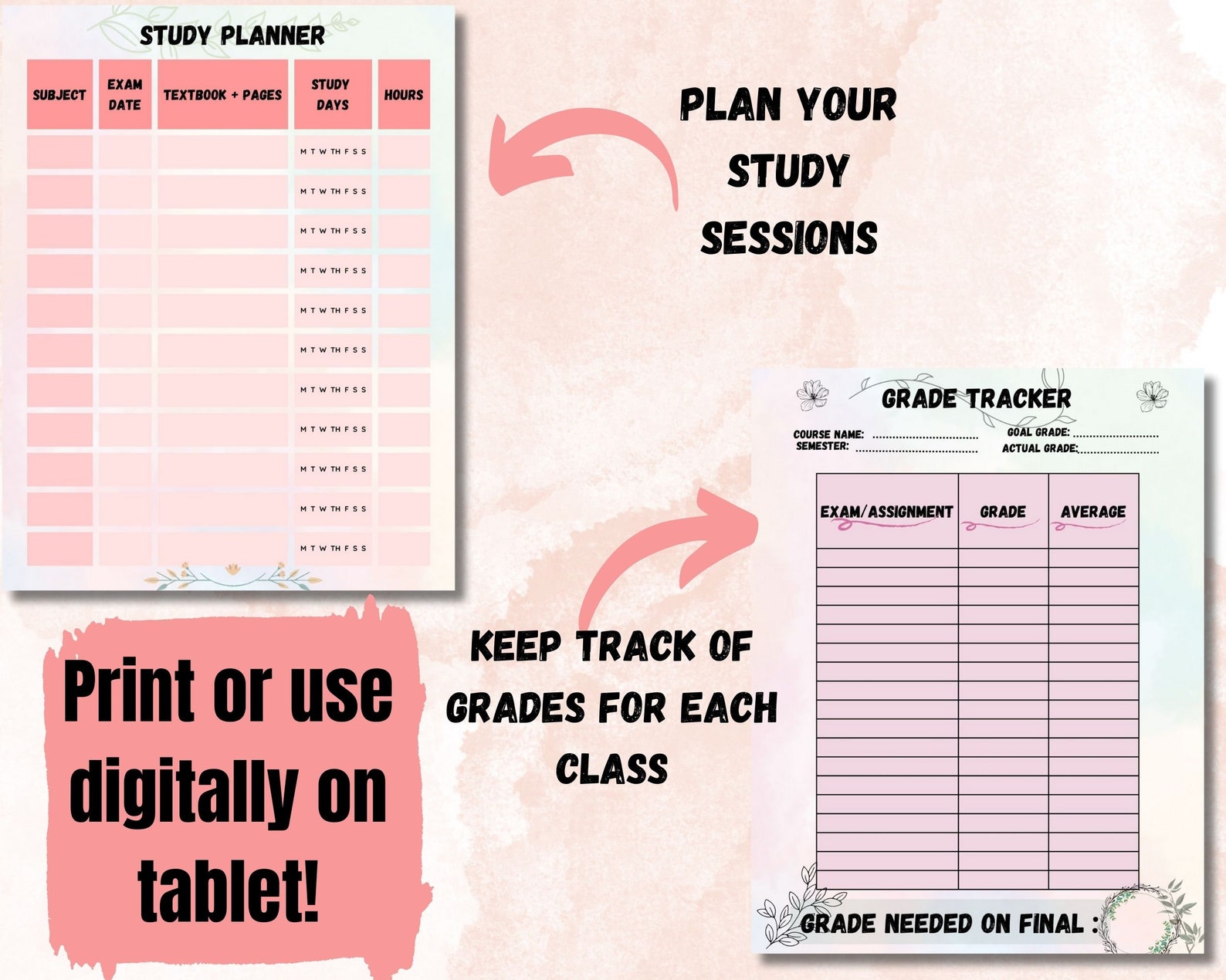 Student Planner Undated Digital Download, Student Class Schedule ...