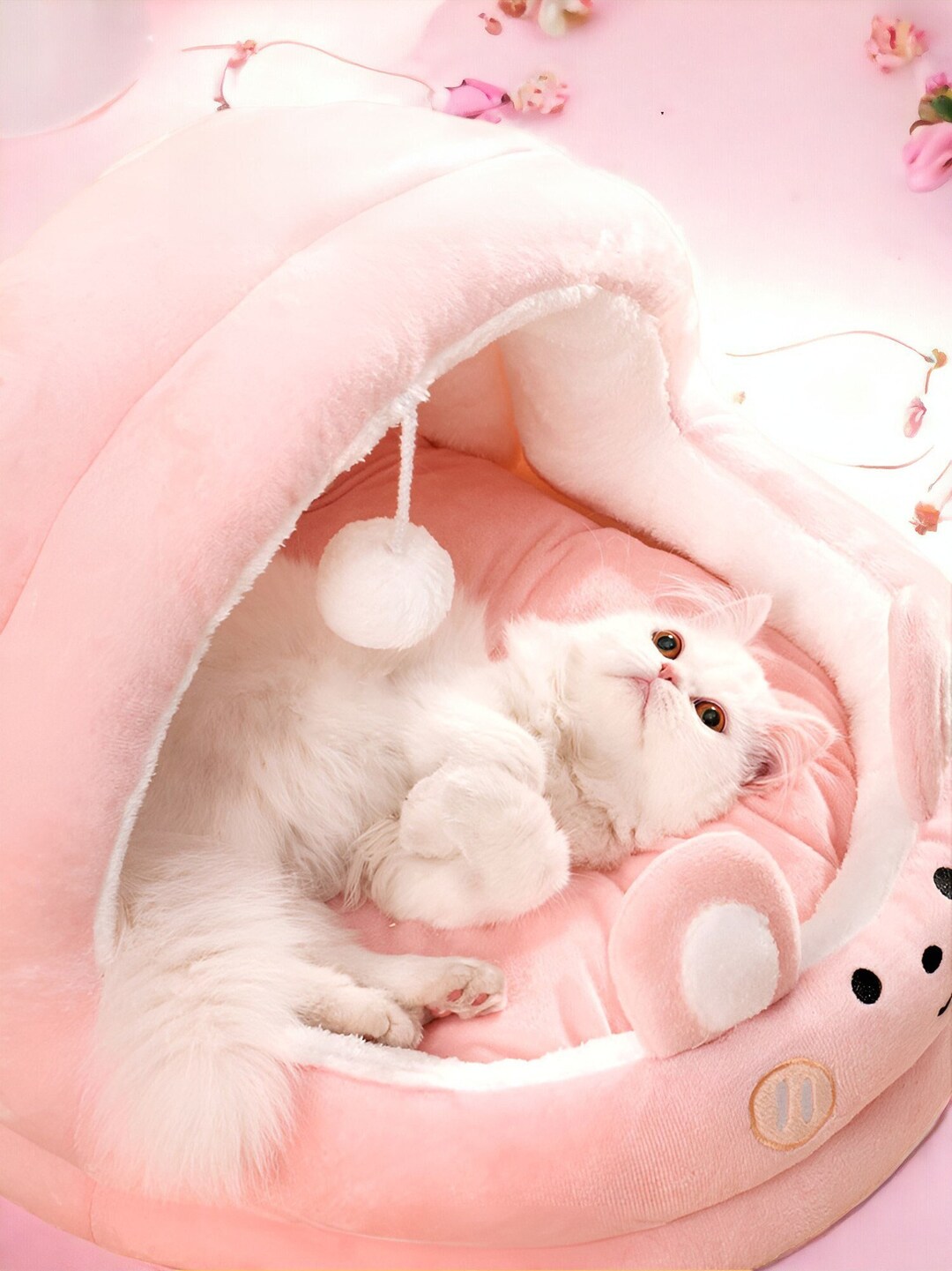 Cartoon-themed Plush Cat Bed Ultra-soft, Indoor Kitty Haven Available ...