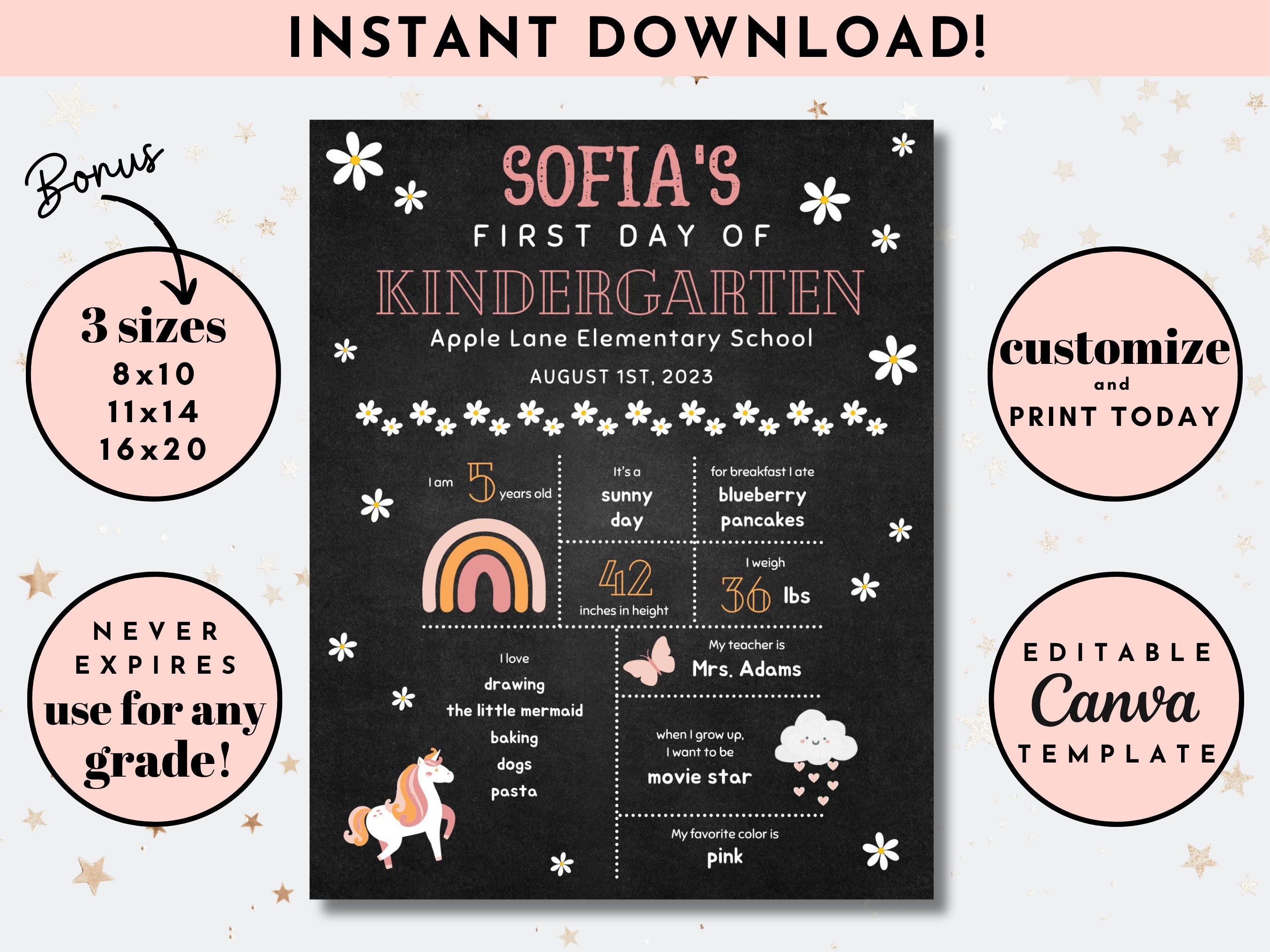 Printable First and Last Day of School Sign, Editable School Sign ...